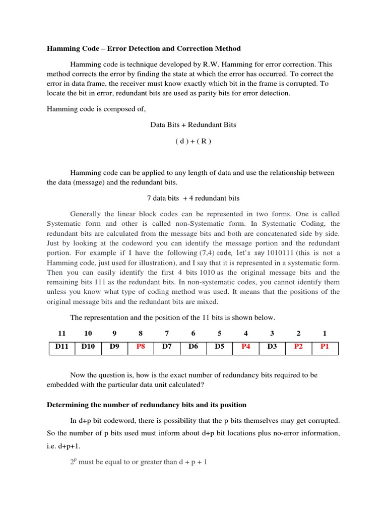 Hamming Code Numericals | PDF | Error Detection And Correction ...
