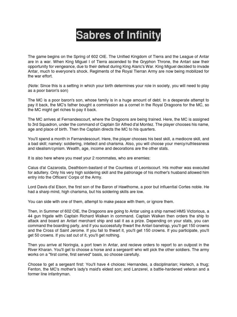 Sabre's of Infinity | PDF | Cavalry | Infantry
