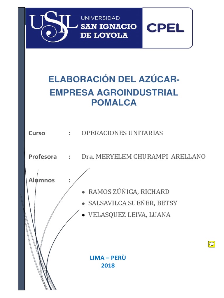 Proceso de elaboración del azúcar en la Empresa Agroindustrial Pomalca ...
