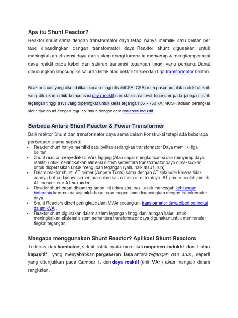 Apa Itu Shunt Reactor | PDF