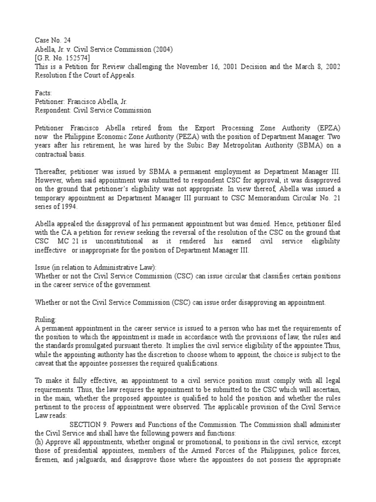 CSC Appointment Disapproval Case Analysis | PDF | Appeal | Civil Service