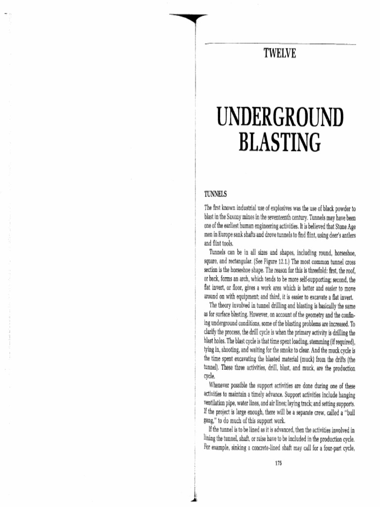 Chapter 12 - Underground Blasting | PDF