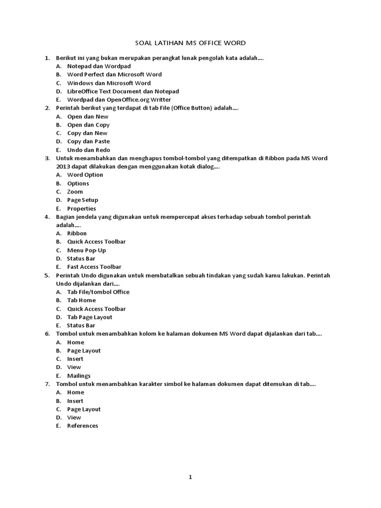Soal Latihan Ms Office Word | PDF