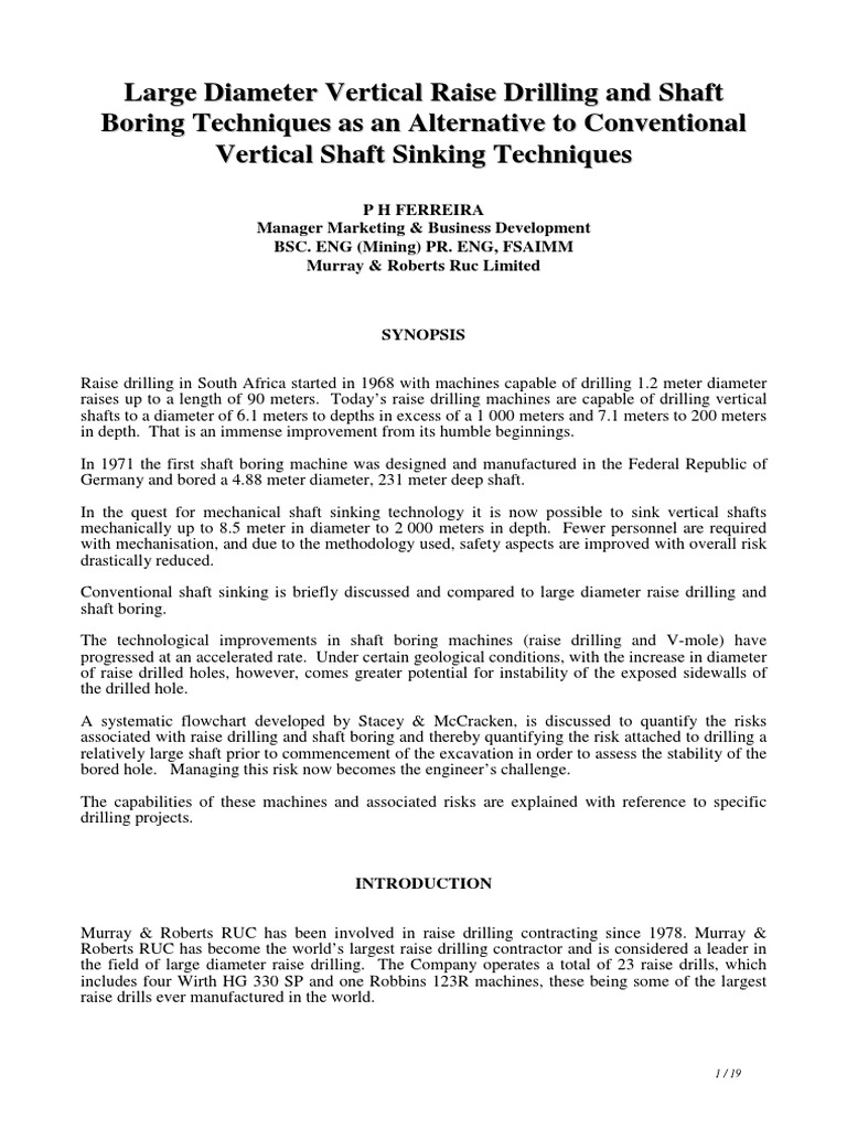 Large Diameter Shaft Boring Techniques | PDF | Drilling | Geotechnical ...