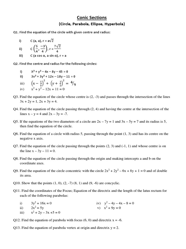 Conic Sections | PDF | Ellipse | Space