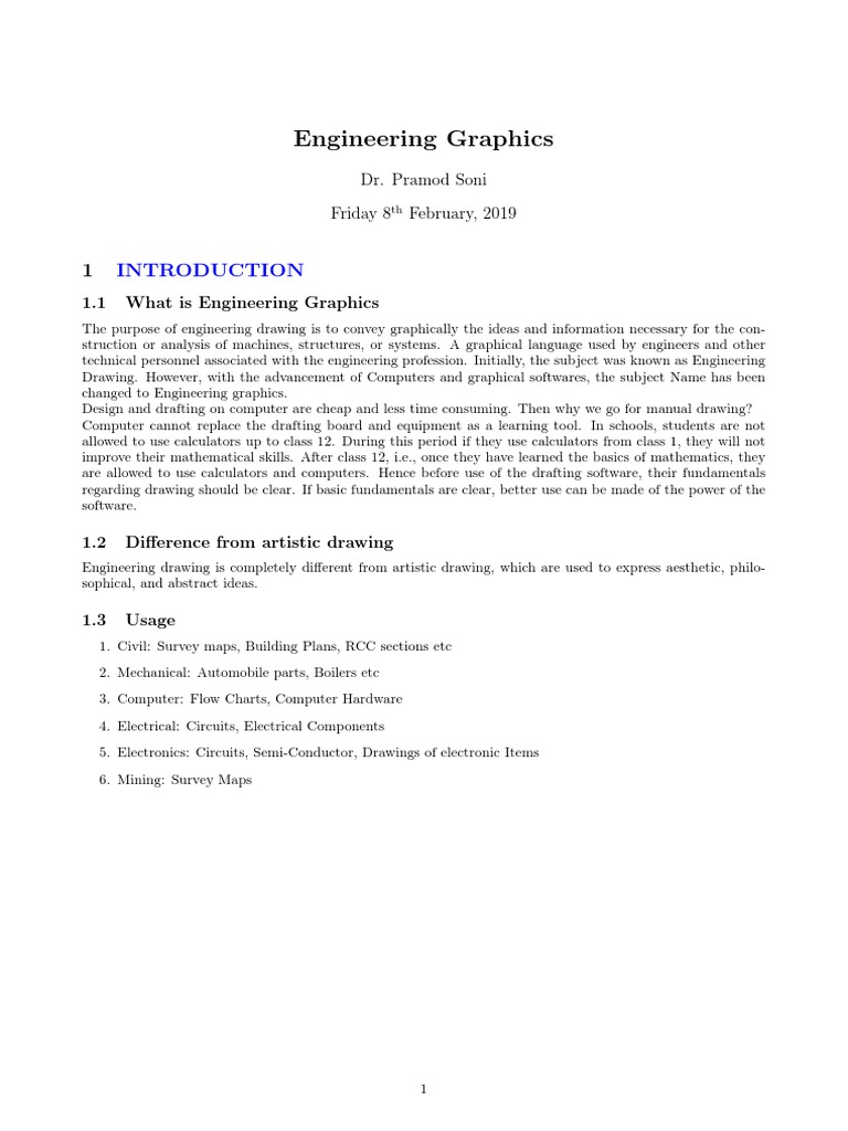 1.1 What Is Engineering Graphics | PDF | Pencil | Drawing