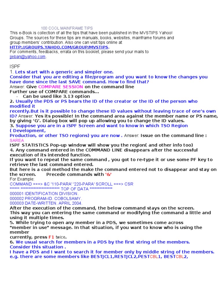 100 Cool Mainframe Tips | PDF | System Software | Computing