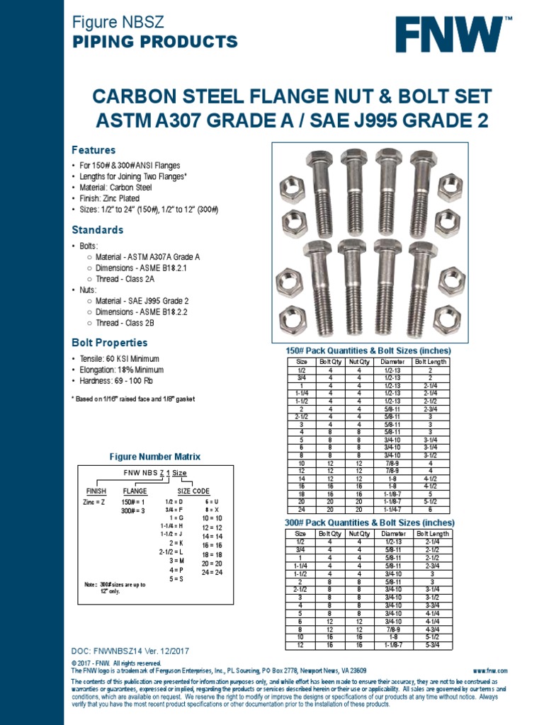 Carbon Steel Flange Nut & Bolt Set Astm A307 Grade A / Sae J995 Grade 2 ...