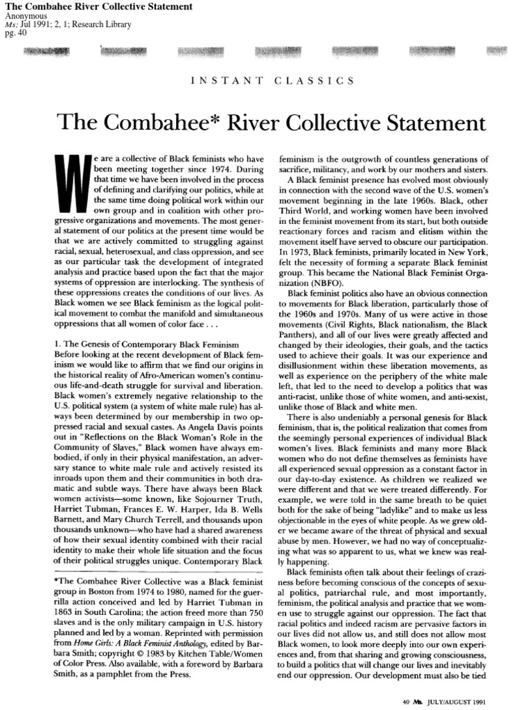 Combahee River Statement | PDF
