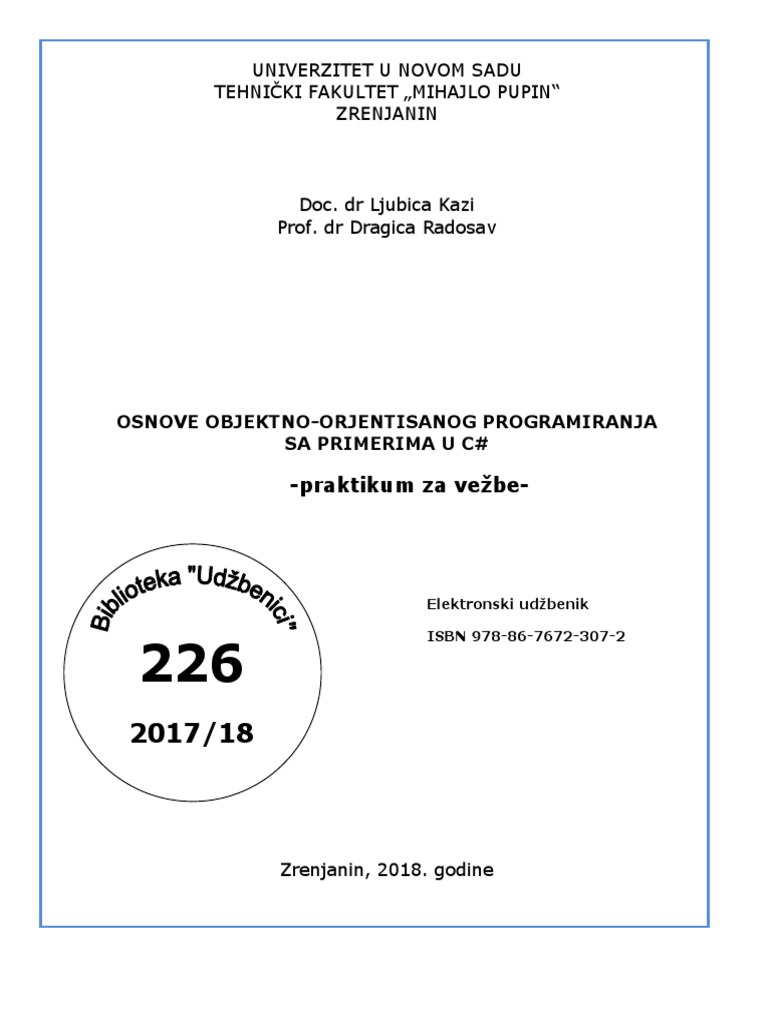 PRAKTIKUM-objektno Orjentisano Programiranje U C# | PDF