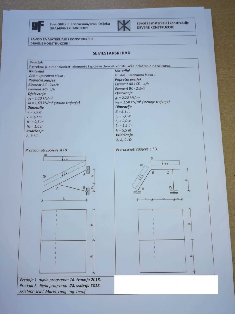 Drvene Konstrukcije 1 - Riješen Program-Gfos | PDF
