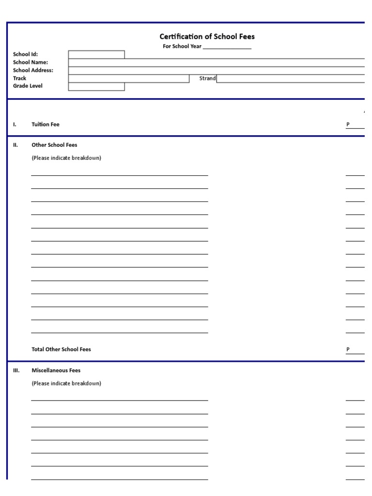 School Fees Certification Form | PDF