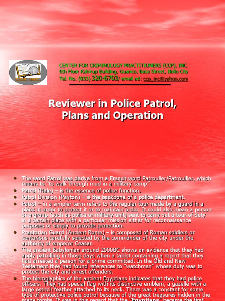 Reviewer in Police Patrol, Plans and Operation | Police Officer | Police