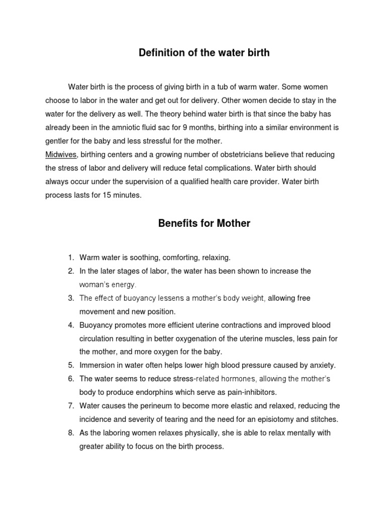 Water Birth | PDF | Childbirth | Human Pregnancy