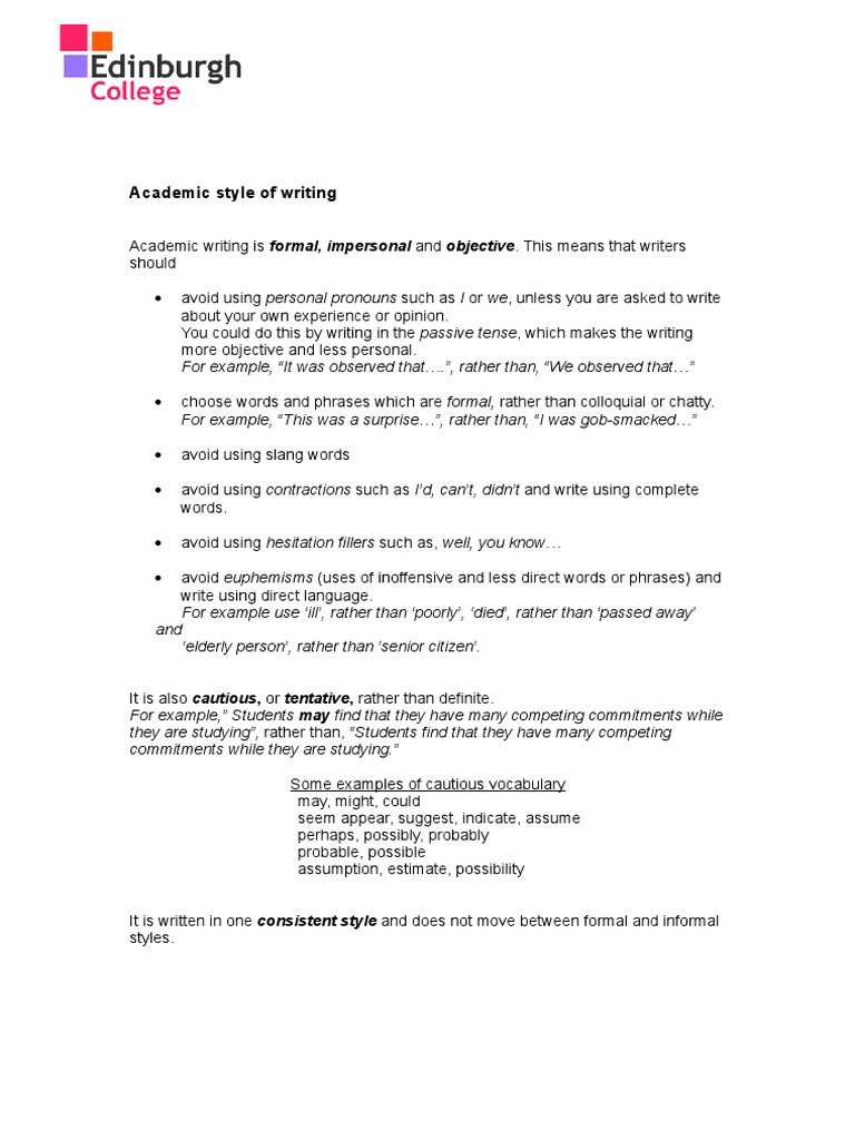 Academic Formal Style | PDF