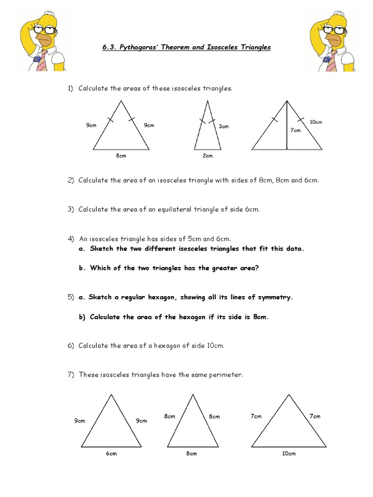 6.3 Pythagoras' Theorem and Isosceles Triangles | PDF | Teaching Methods & Materials
