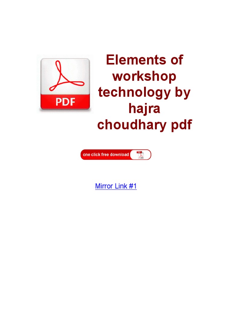 Elements of Workshop Technology by Hajra Choudhary PDF | PDF | Windows ...