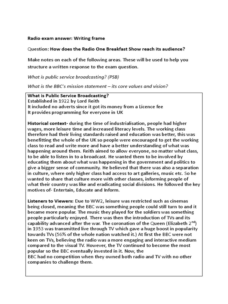 BBC Radio One Breakfast Show Analysis | PDF | Bbc | Public Broadcasting