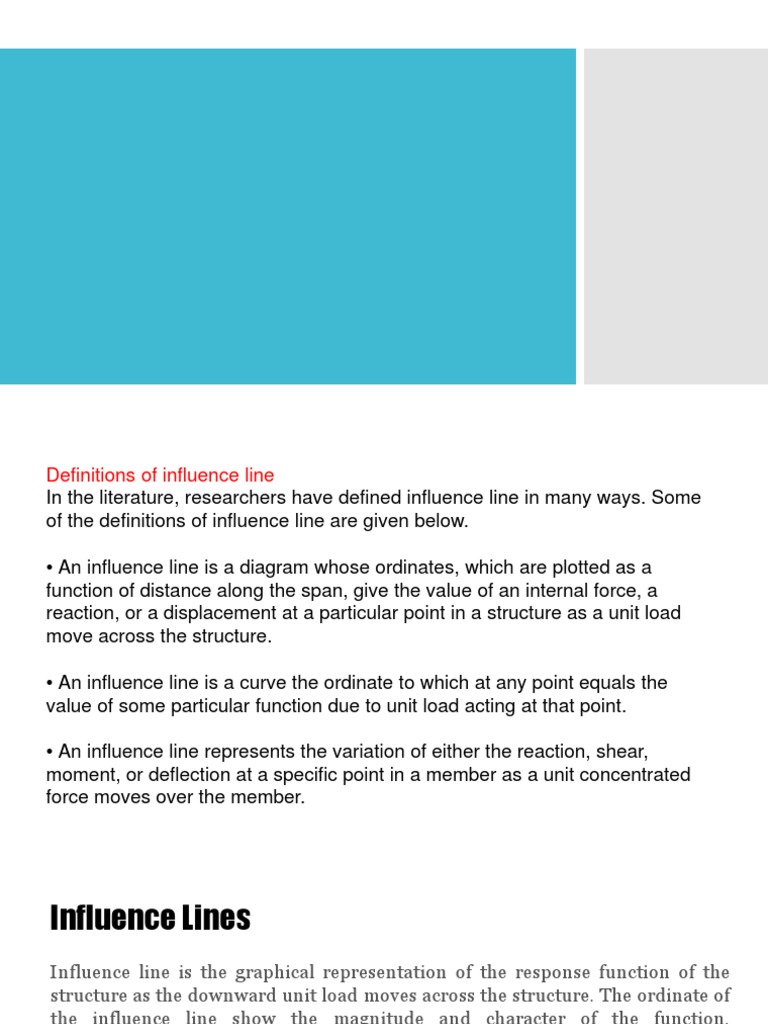 Construction of Influence Lines: Examples of Tabulating Values and ...