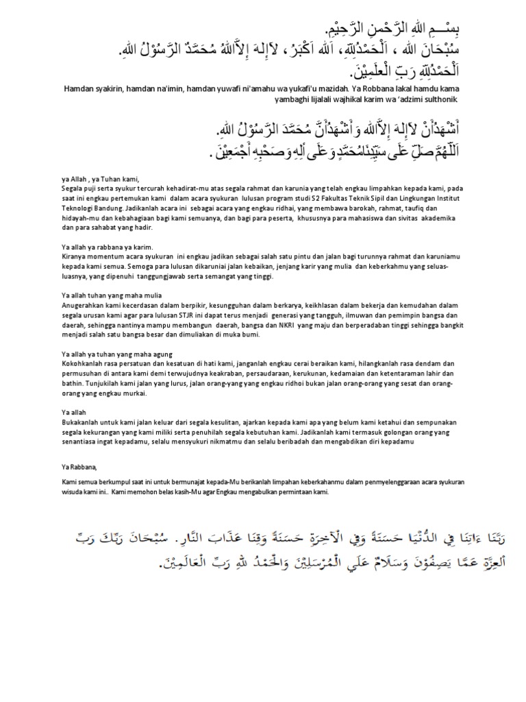 Doa Syukuran Wisuda Islam S2 Teknik | PDF