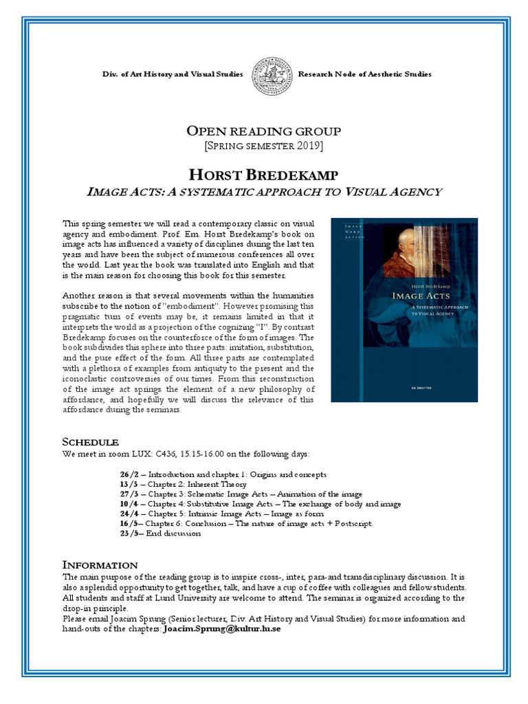 Research Node of Aesthetic Studies - Reading Group - Spring 2019 | PDF ...