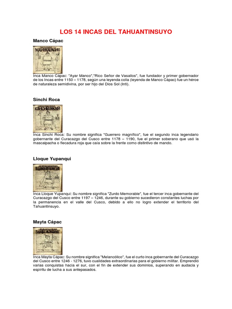 14 Incas Del Tahuantinsuyo | PDF | Imperio Inca