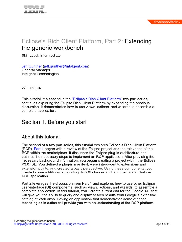 Eclipse's Rich Client Platform, Part 2 | PDF | Eclipse (Software ...