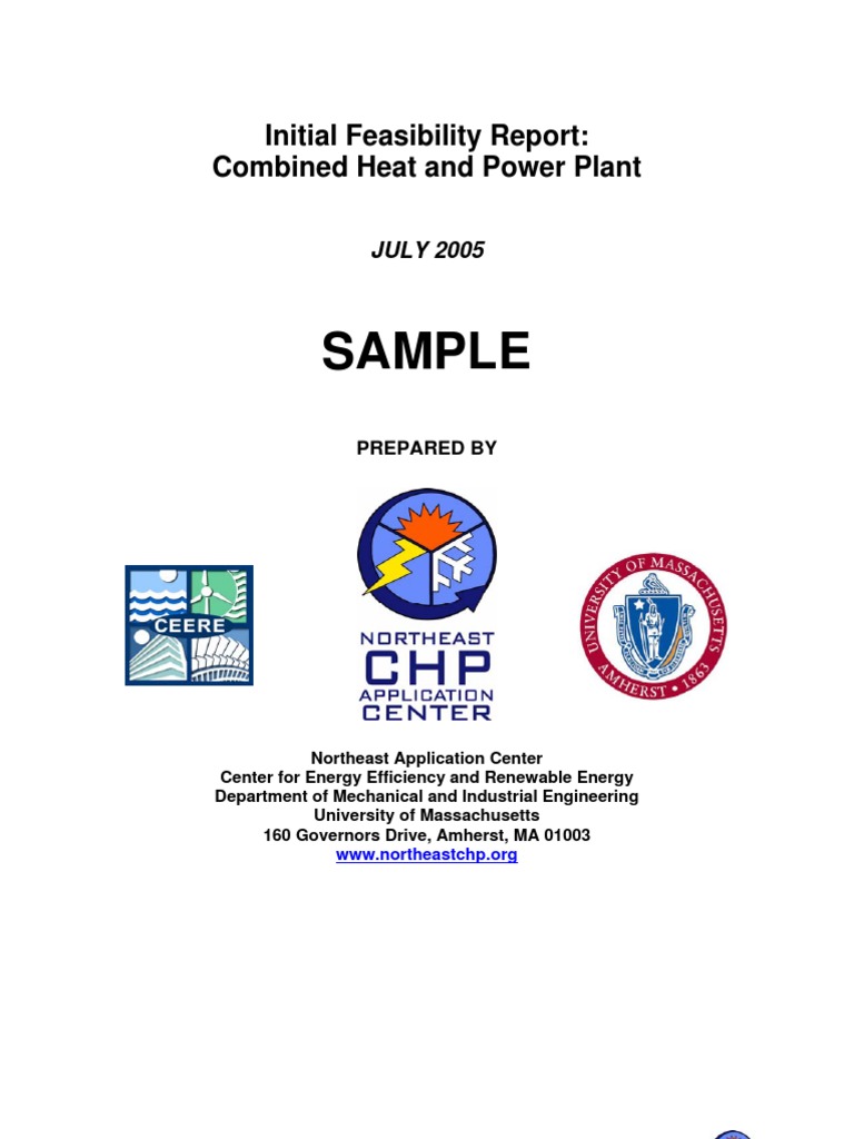 Sample CHP Feasibility Study 080405 | PDF | Cogeneration | Water Heating