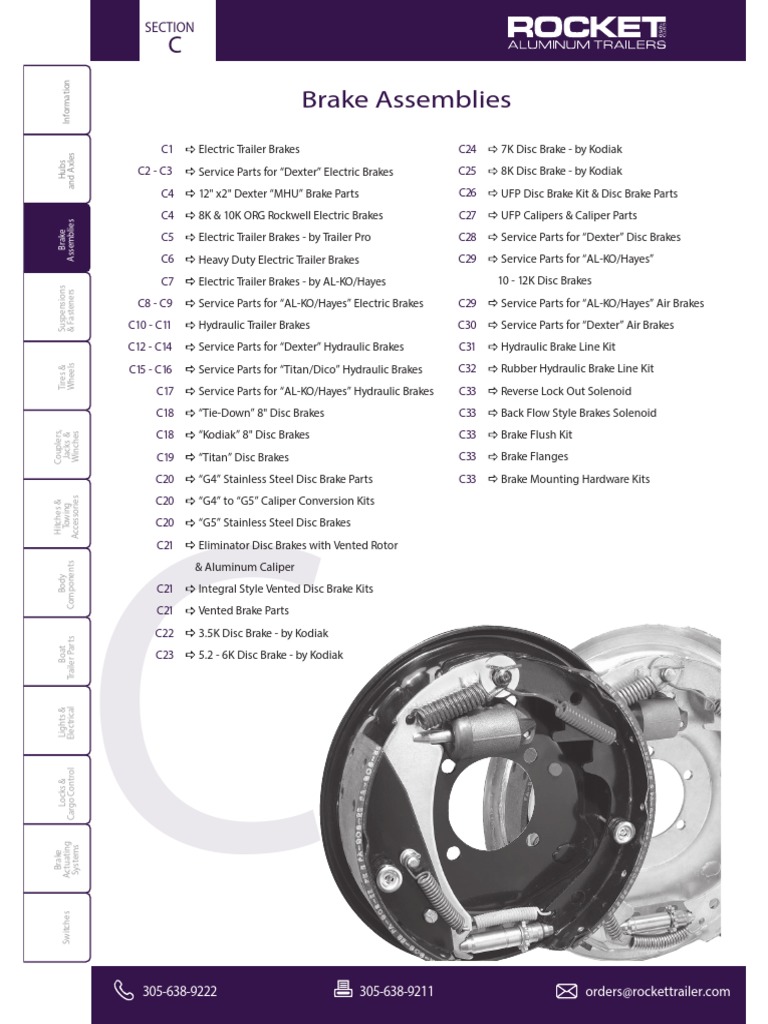 Trailer Parts - Rocket Trailers - Brake Assemblies | PDF | Trailer ...
