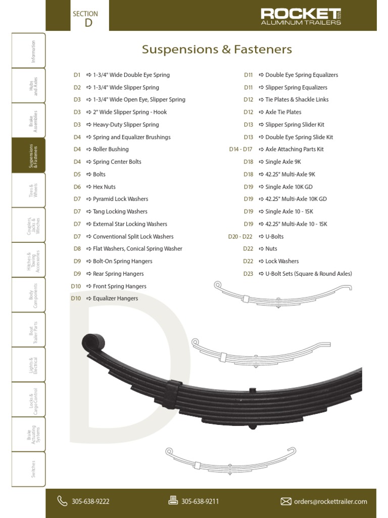 Trailers Parts - Rocket Trailers - Suspension & Fasteners | PDF | Screw ...
