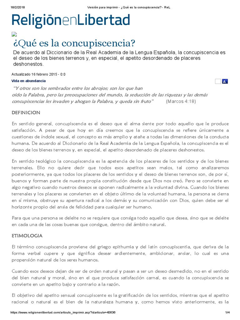 ¿Qué Es La Concupiscencia_ - ReL | Religiones religiosas ...