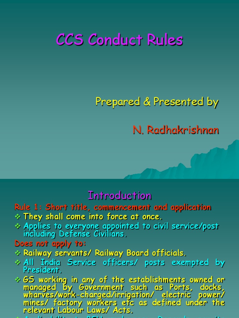 CCS Conduct Rules | PDF | Sexual Harassment | Lease