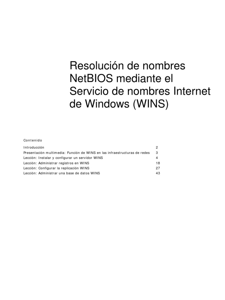 Resolucion de Nombres NetBIOS Mediante WINS | PDF