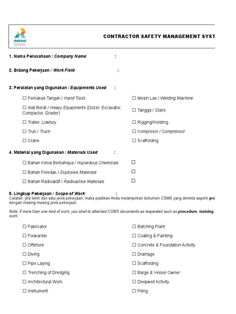Form CSMS | PDF | Teknologi & Rekayasa