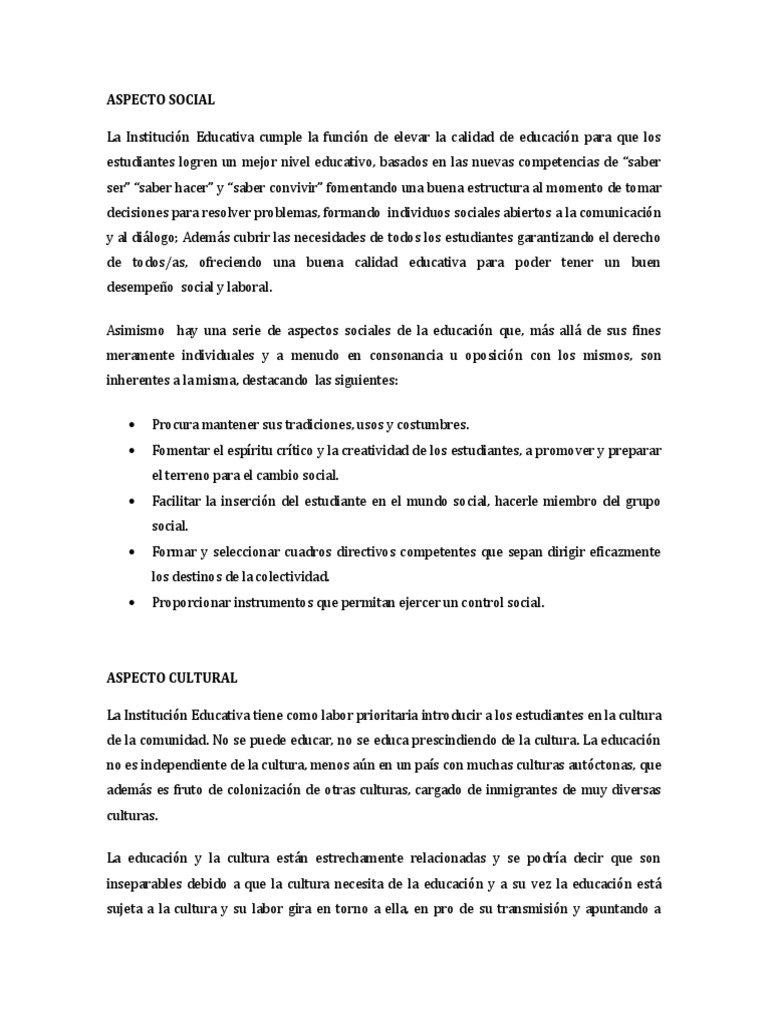 Aspecto Social | PDF | Plan de estudios | Aprendizaje