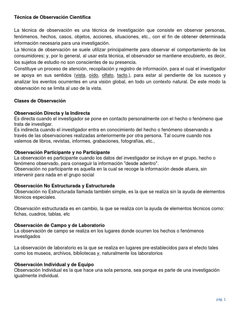 Tecnica de Observacion Cientifica | PDF | Observación | Información