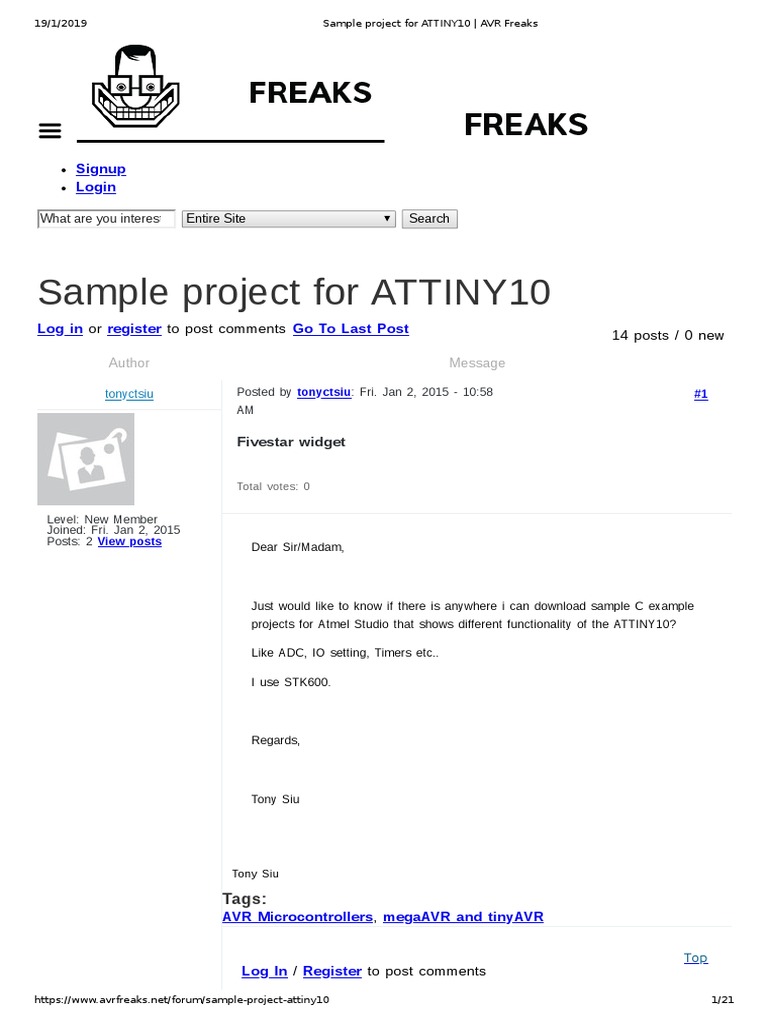 Sample Project For ATTINY10 - AVR Freaks | PDF | Analog To Digital ...