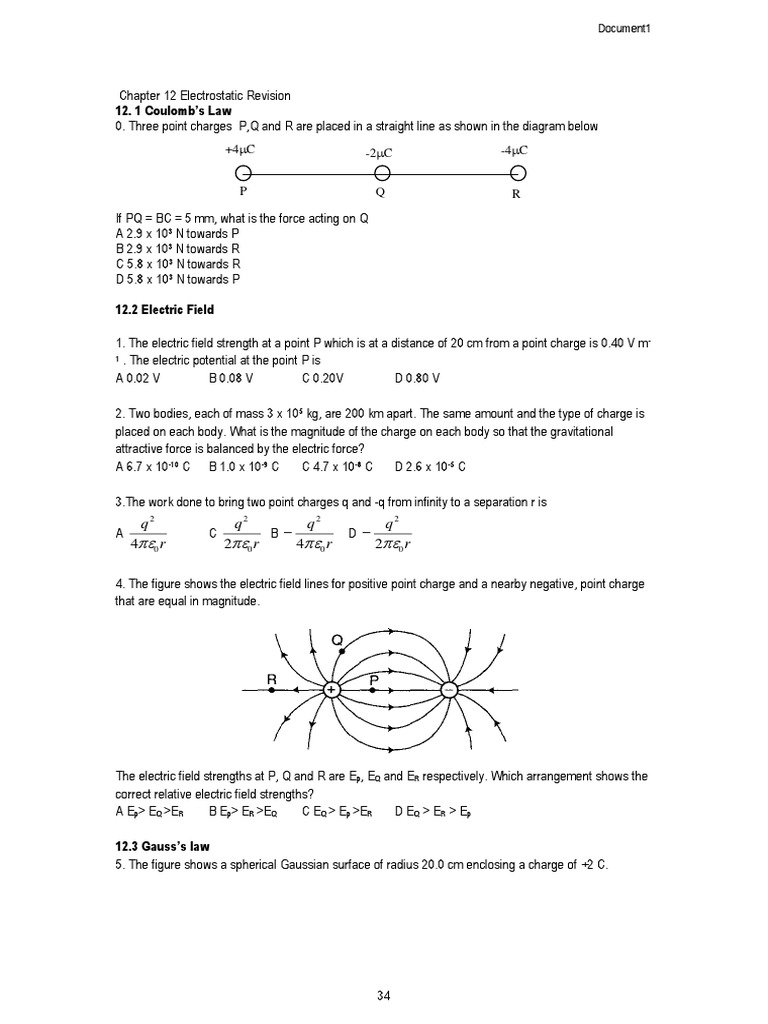 Electrostatics: Forces, Fields, and Potential | PDF | Electric Field ...