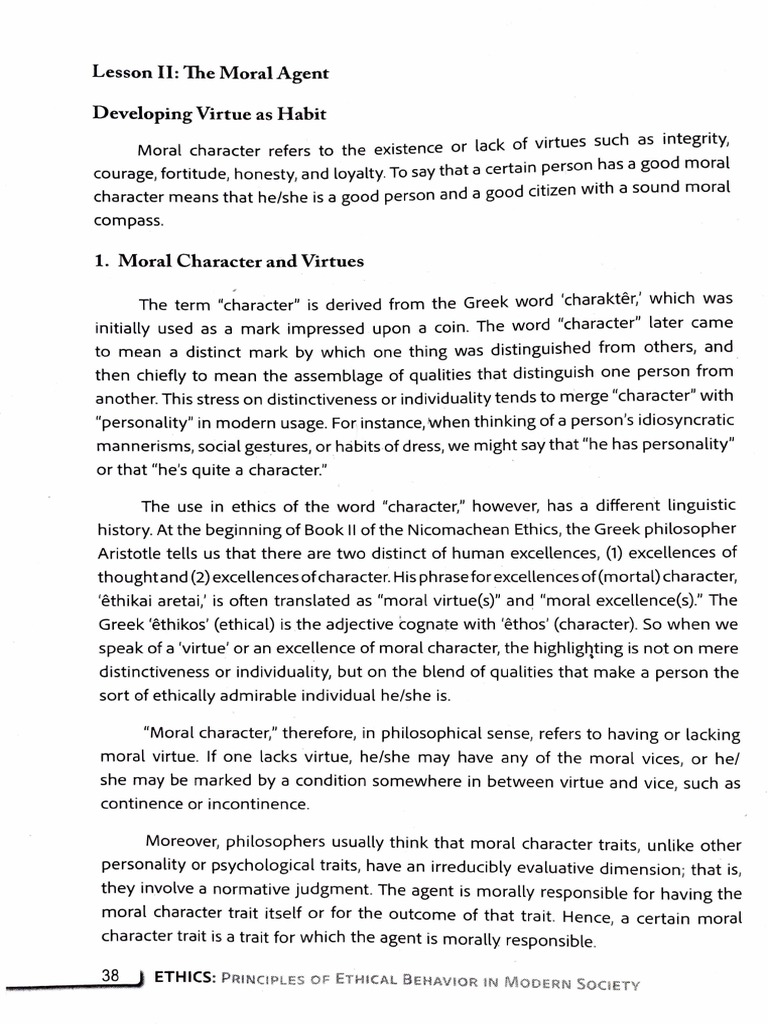 Moral Character and Virtues | PDF | Morality | Behavioural Sciences