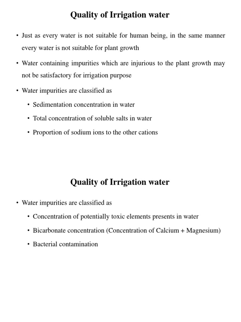 Irrigation Water Quality | PDF | Salinity | Soil