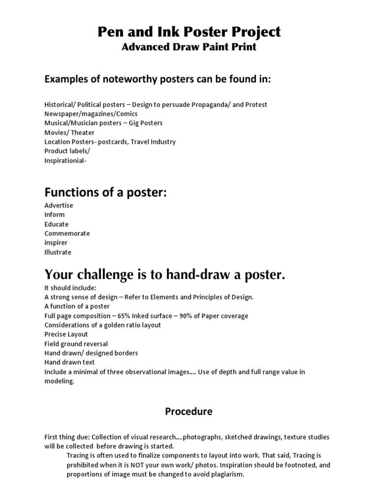 Pen and Ink Poster Project | PDF | Drawing | Page Layout