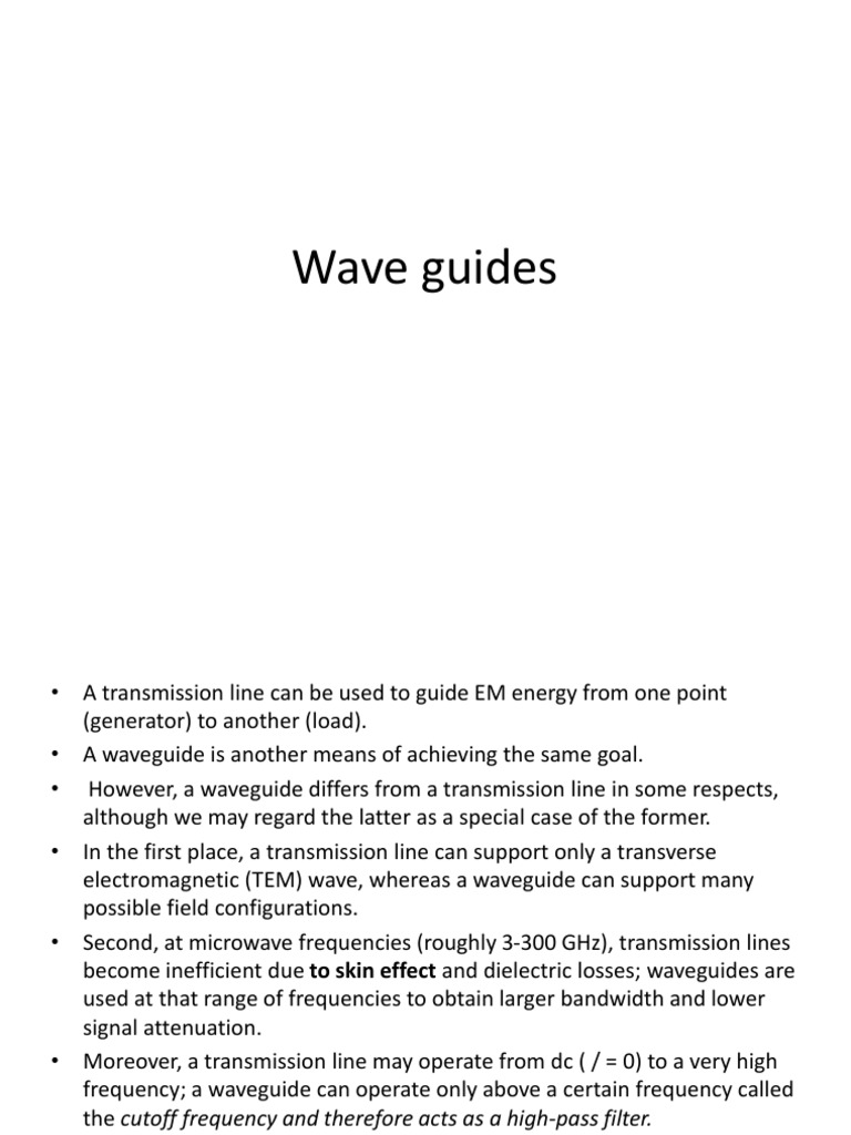 Wave Guides | PDF | Transmission Line | Waveguide