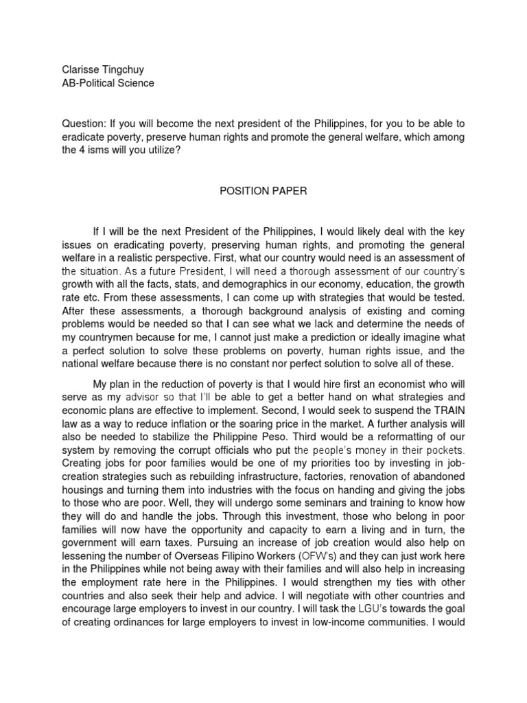 Position Paper | PDF | Poverty | Poverty & Homelessness