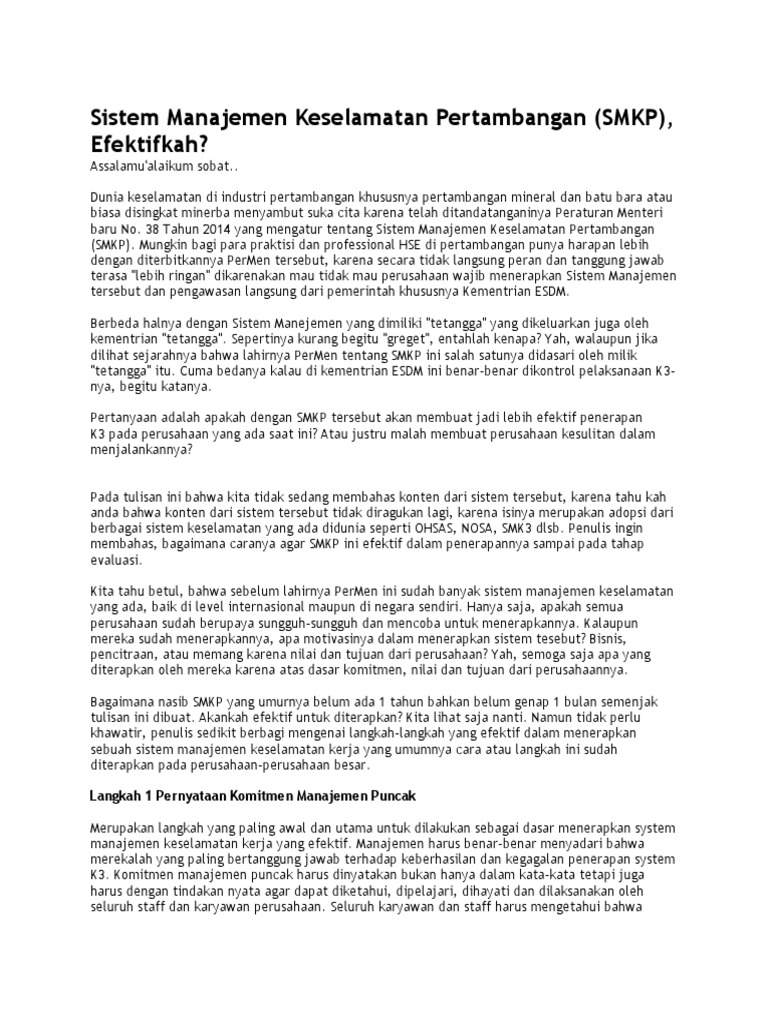 Langkah Penerapan SMKP | PDF