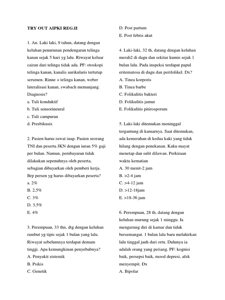 Tryout Aipki Reg - II | PDF