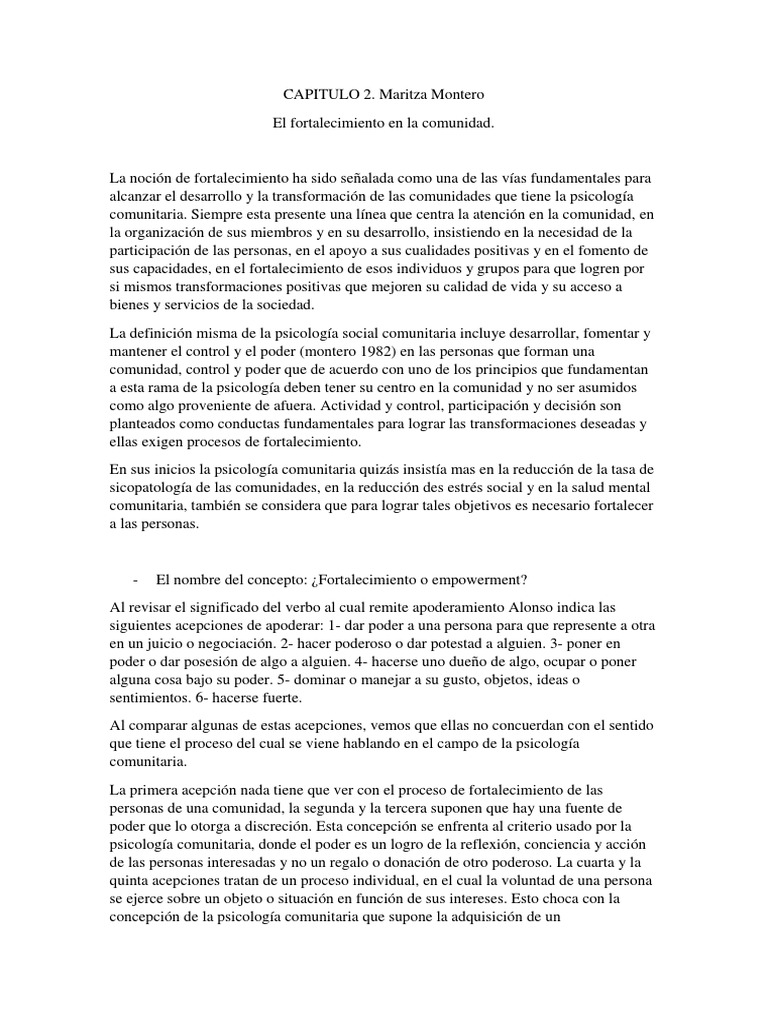 Montero - Cap. 2 Resumen | PDF | Sicología | Planificación