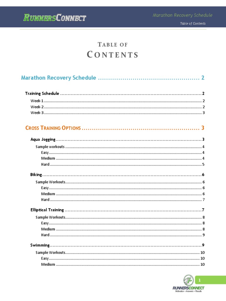 Marathon Recovery Schedule | PDF | Running | Physical Fitness