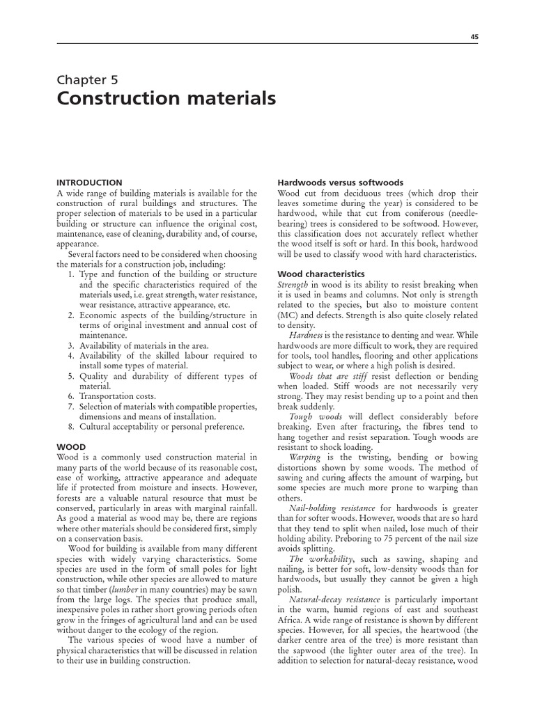 Basic Construction Materials | PDF | Lumber | Wood