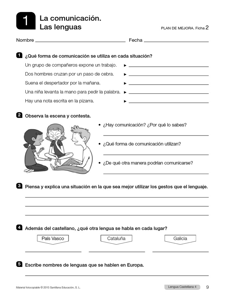Programa Ampliación Lengua 4 - Tema 1 - Ficha 2