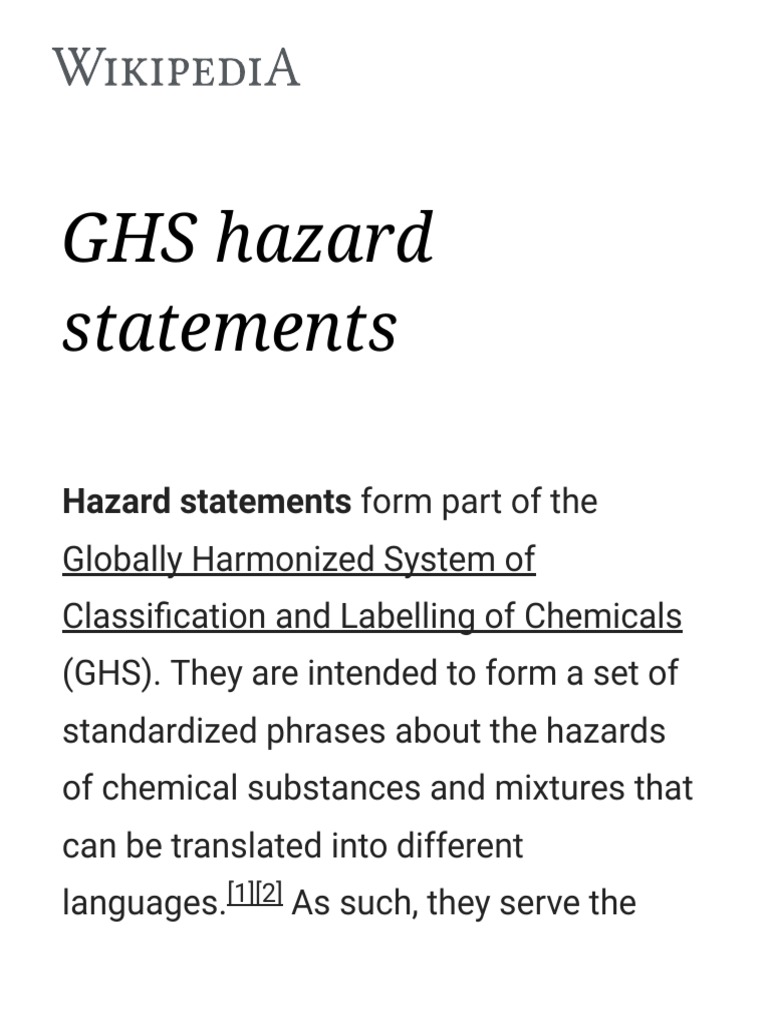 GHS Hazard Statements | PDF | Prevention | Physical Sciences